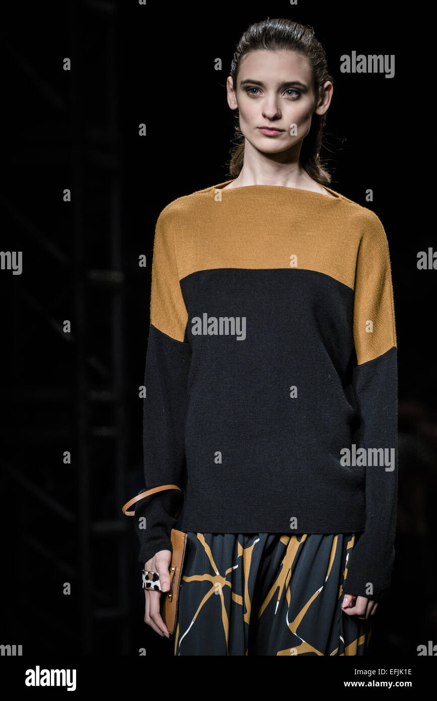Barcelona, Spain. 5th February, 2015. Models on the catwalk present the ...