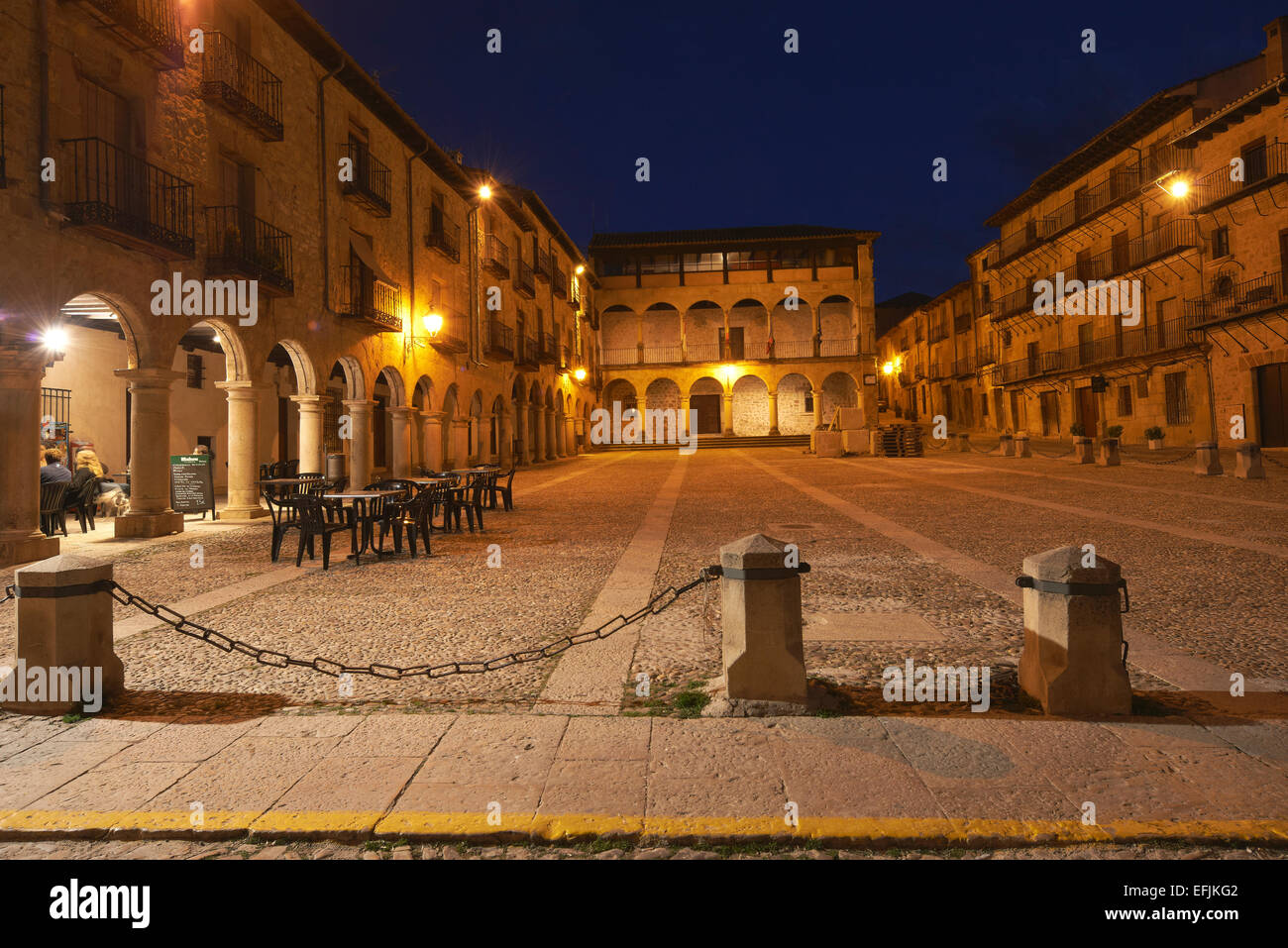 Siguenza. Town Hall, Main Square at Dusk, Plaza Mayor, Guadalajara ...