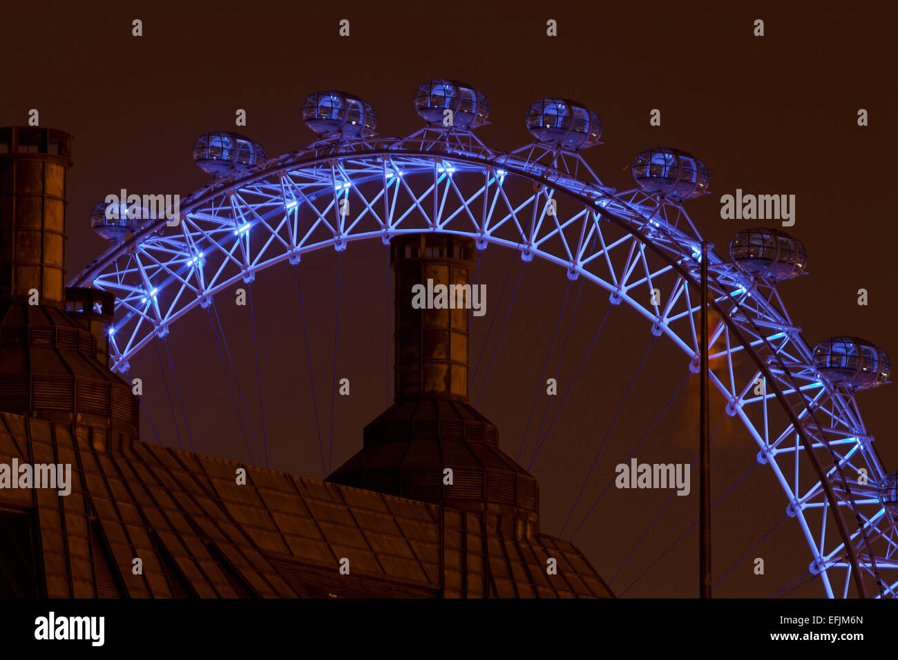 London Eye at night with blue lights, London, England Stock Photo - Alamy
