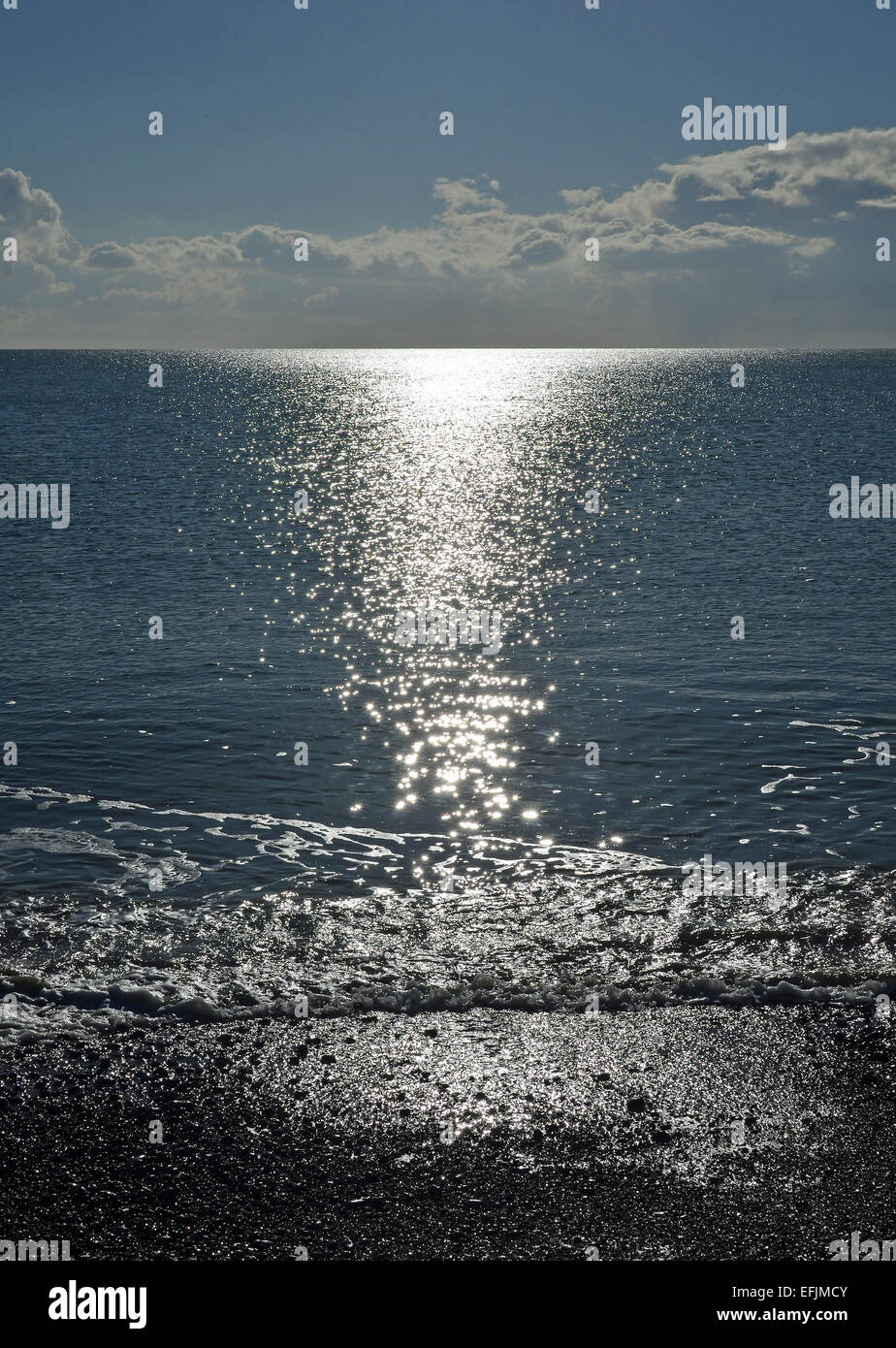 Sunset over the English Channel during Winter Stock Photo - Alamy