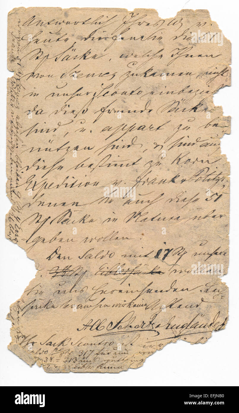 Old german handwriting on dirty paper - circa 1881 Stock Photo - Alamy