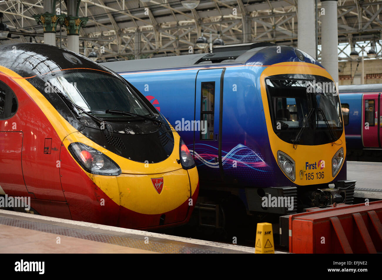 Trains on Platform at Manchester Piccadilly Train Station, Manchester ...