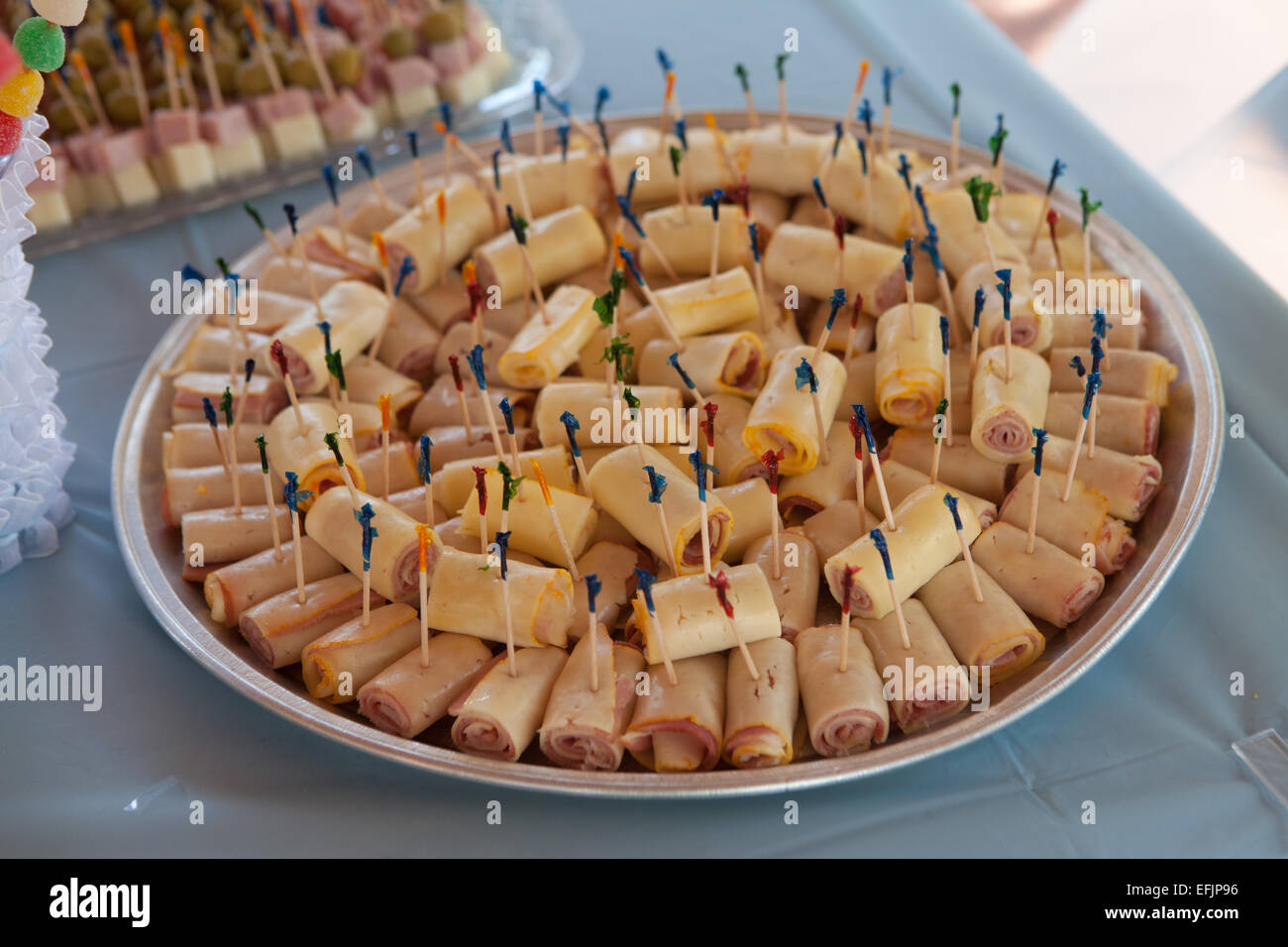 Ham and Chesses rolls party favors Stock Photo - Alamy