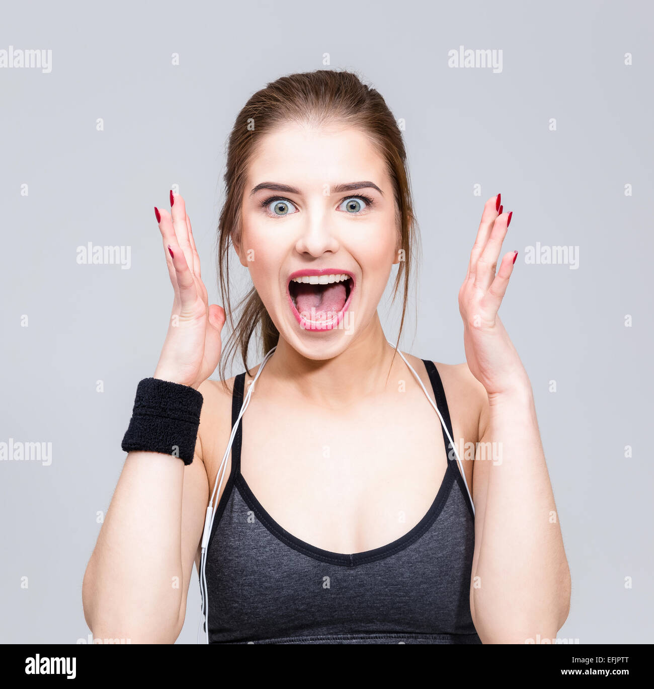 Gym funny woman studio hi-res stock photography and images - Alamy