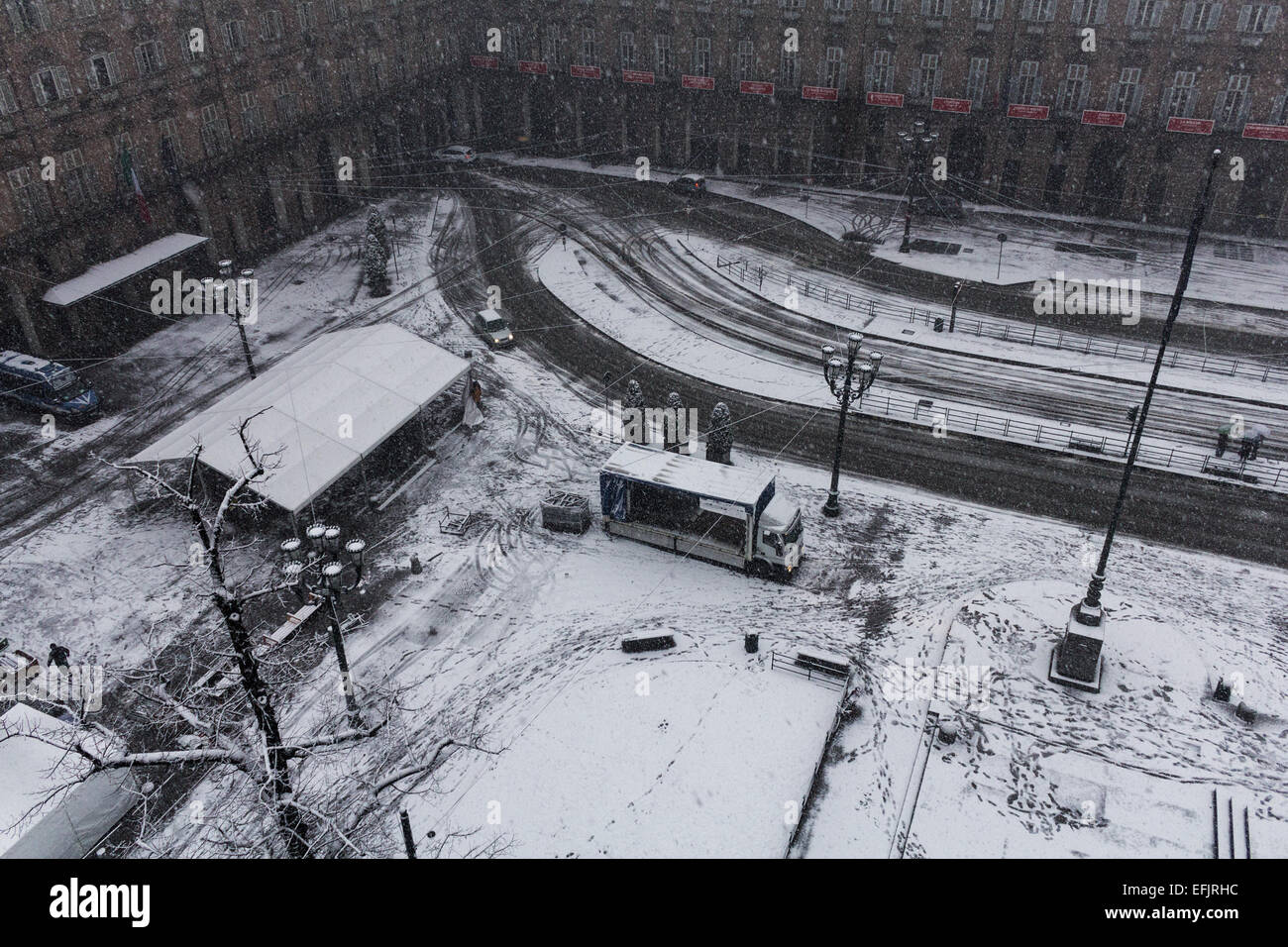 Top view first snowfall in hi-res stock photography and images - Alamy