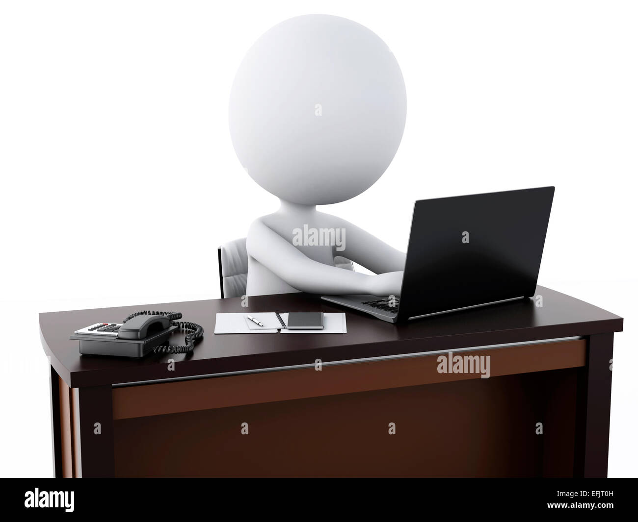 3d image. White business people working at office. Isolated white ...