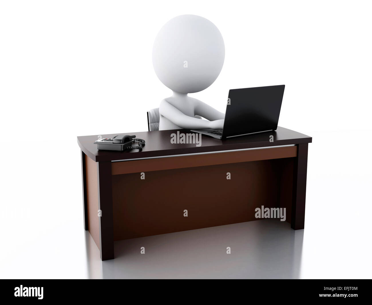 3d image. White business people working at office. Isolated white ...