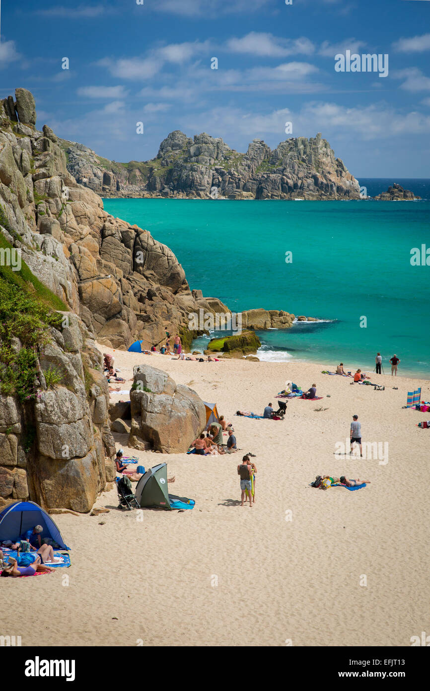 Porthcurno beach near Lands End, Cornwall, England Stock Photo - Alamy