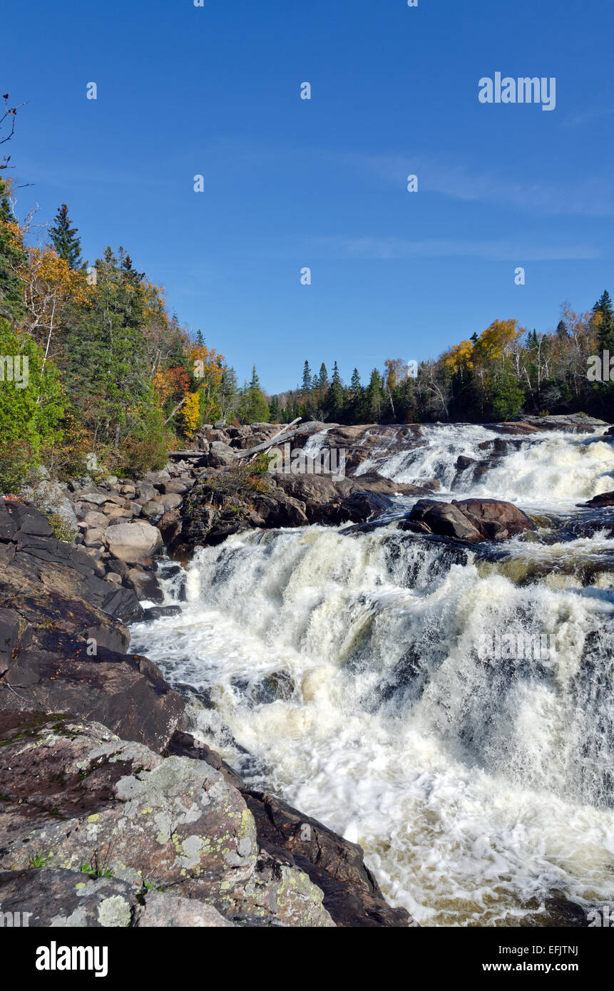 Cascading water over rocks in Superior Lake Provincial park, Canada ...