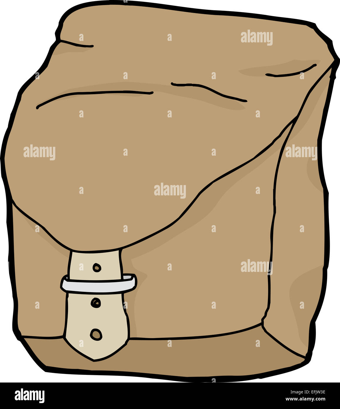Isolated cartoon brown backpack upright over white Stock Photo - Alamy