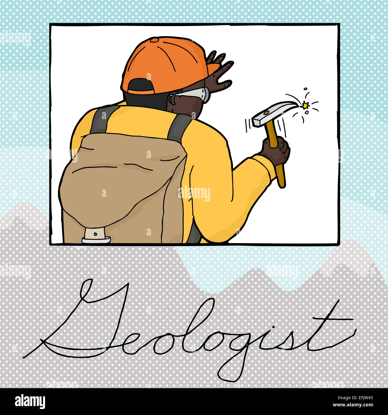 Double exposure illustration of geologist working in frame Stock Photo ...