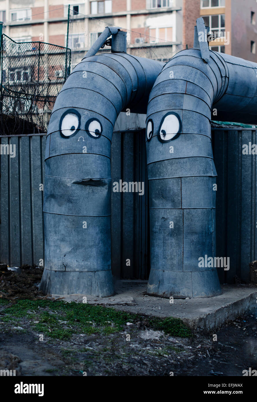 Funny drain outlet tube Stock Photo - Alamy