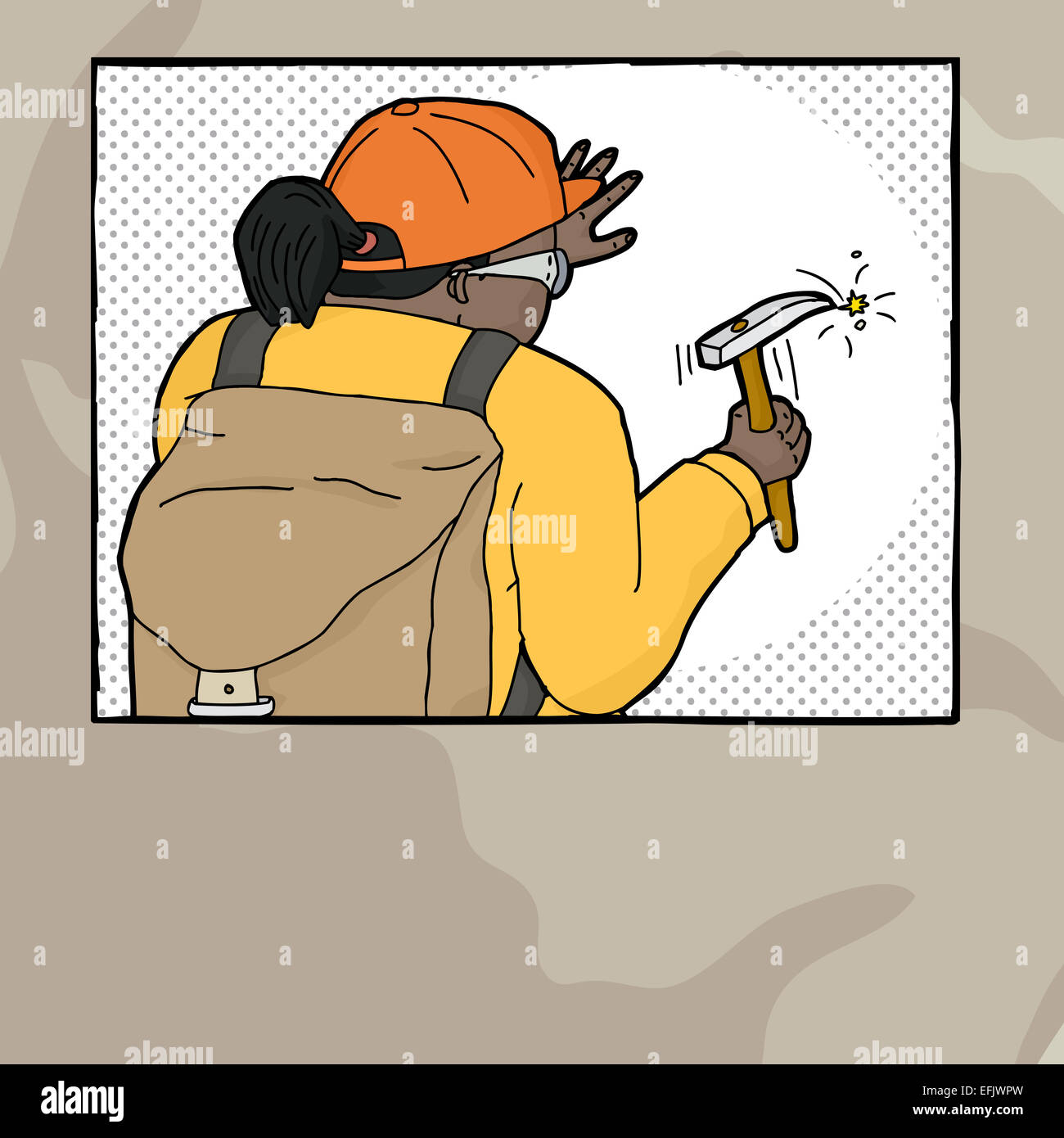 Working American Indian female geologist graphic cartoon Stock Photo ...