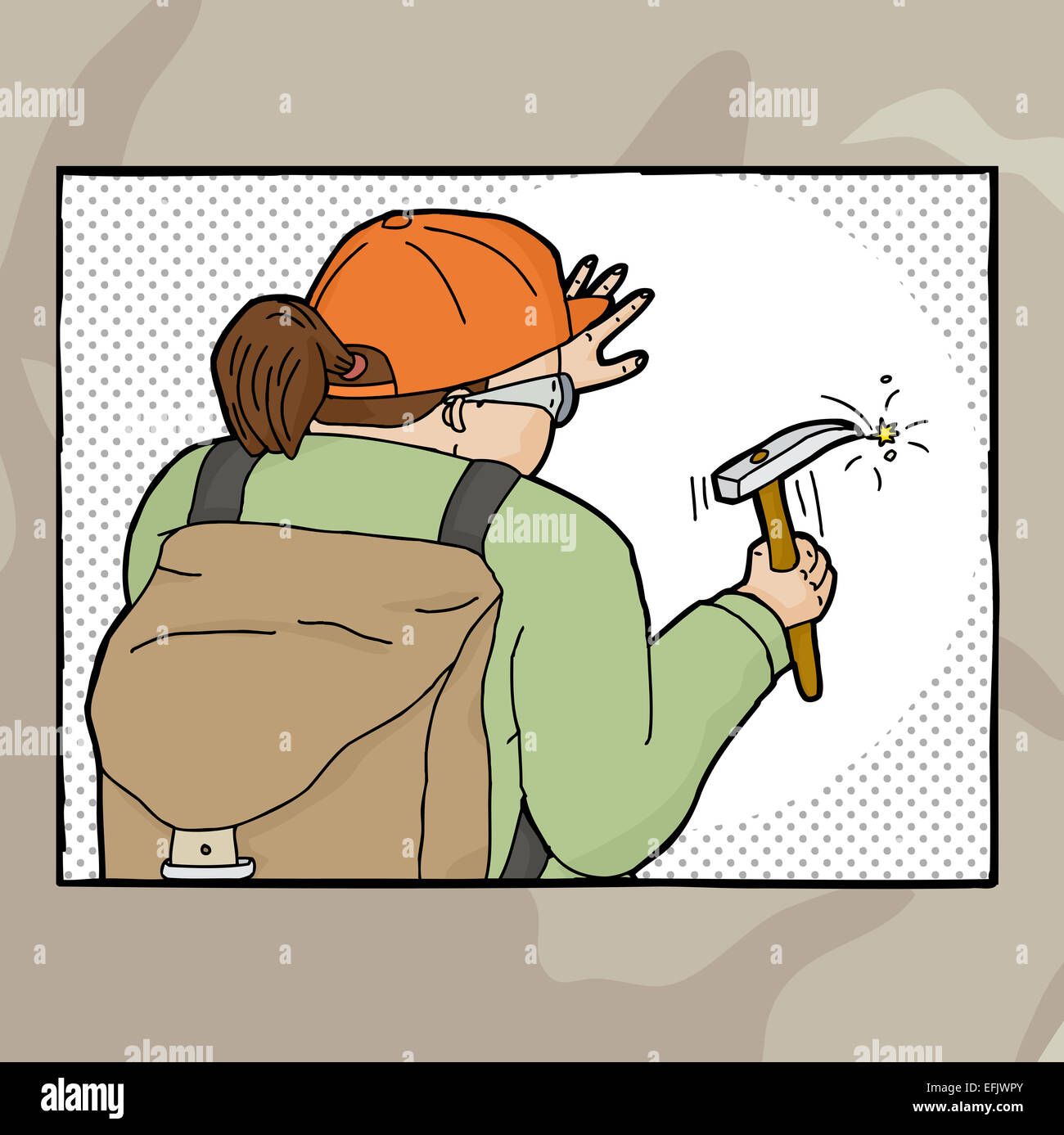 Female geologist in hat in frame using pick Stock Photo - Alamy