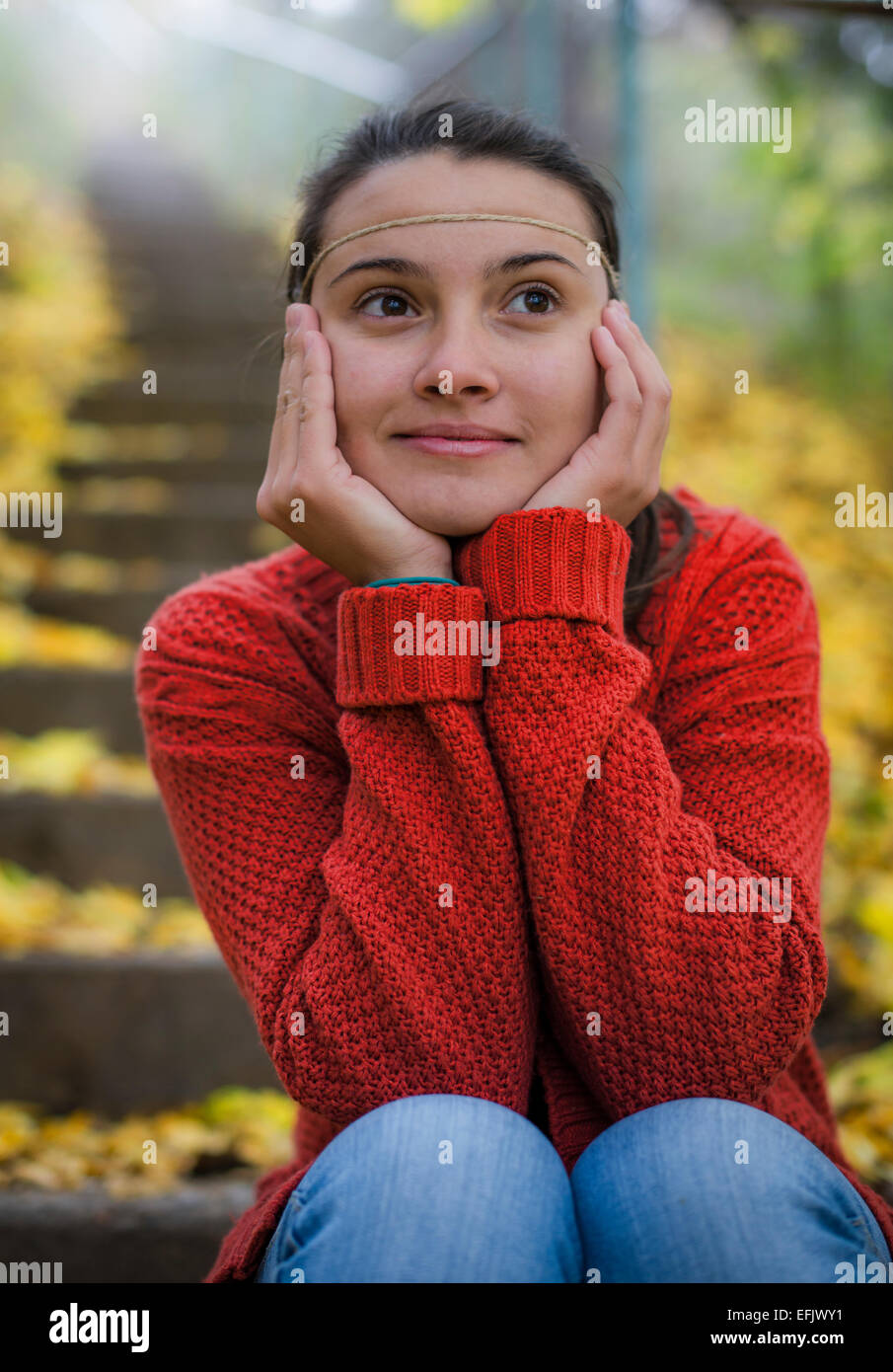 Young girl thinking of her boyfriend Stock Photo - Alamy