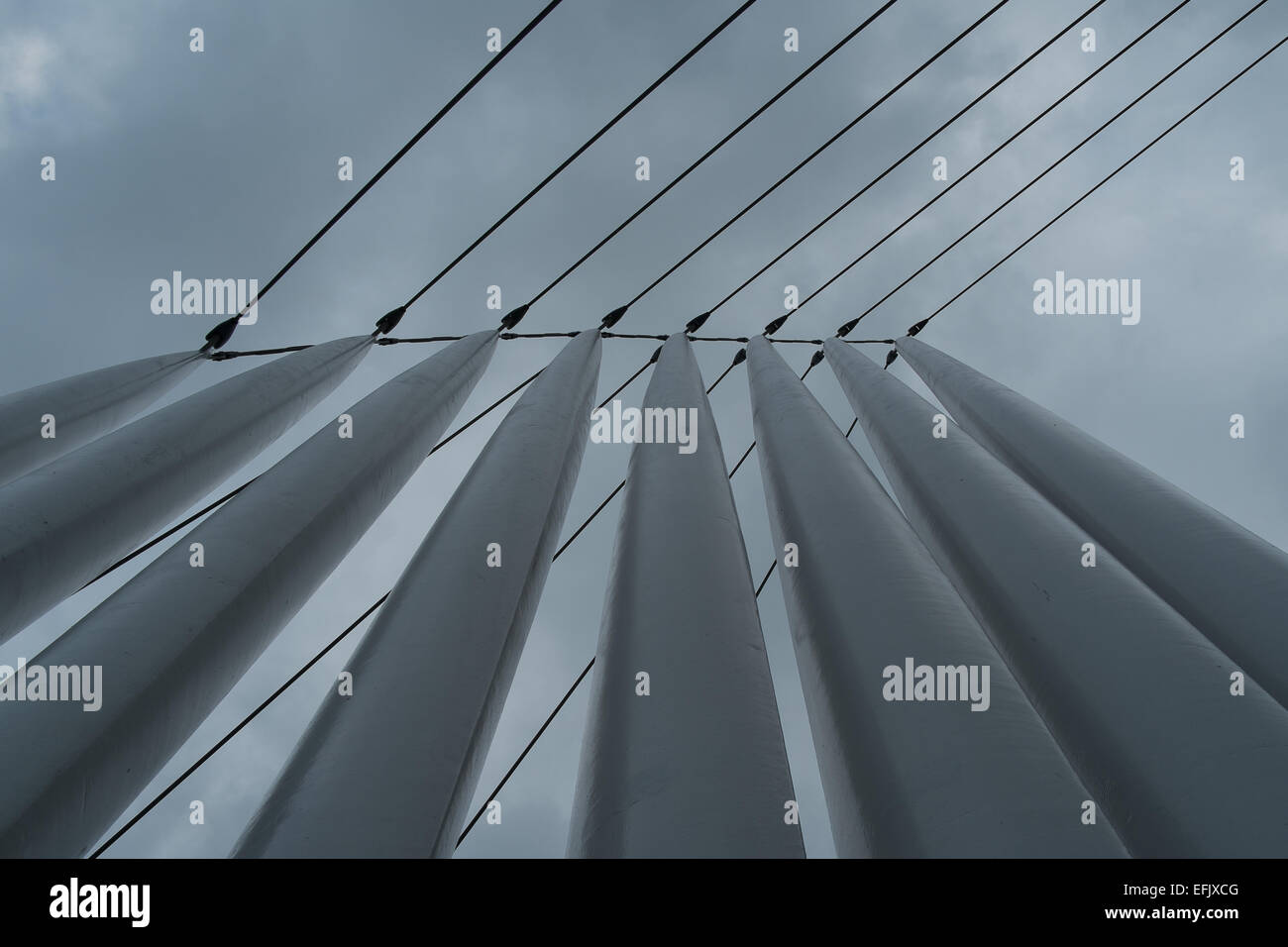 Detail of the swing footbridge, Salford Quays, Manchester, UK Stock ...