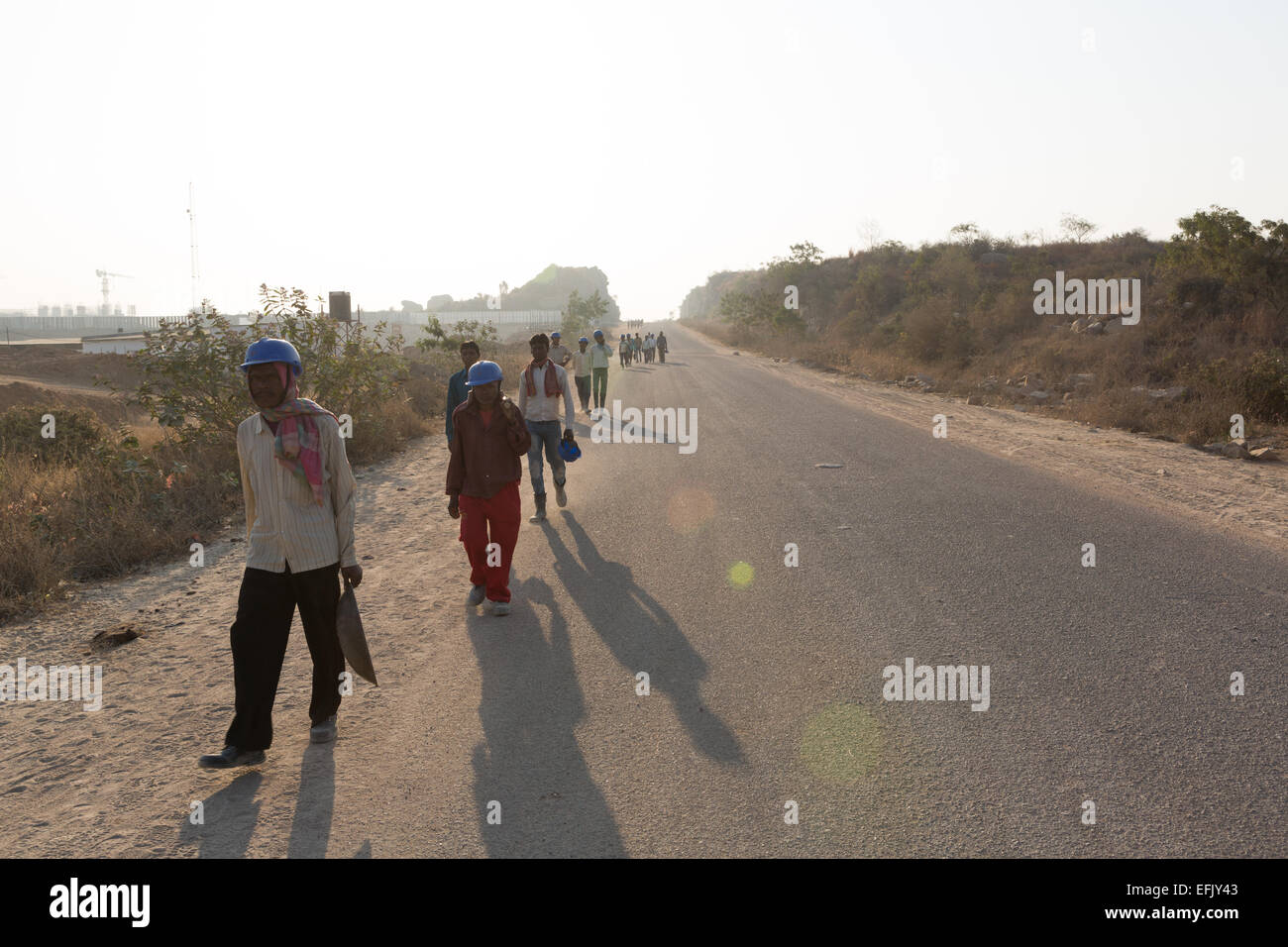 Construction Workers going to work Stock Photo - Alamy