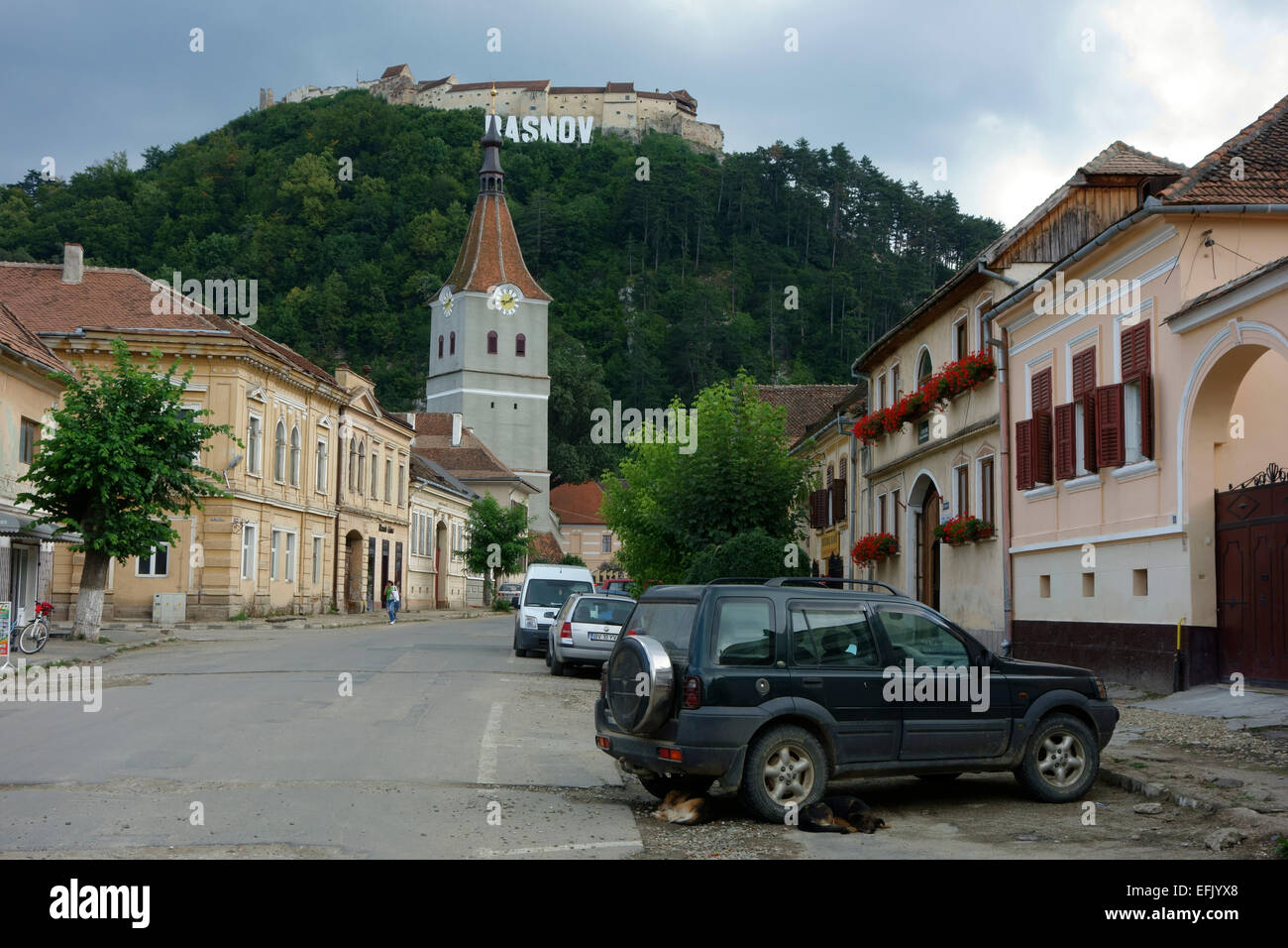 Rasnov fortress on the hill above Rasnov, Transylvania, Romania Stock ...