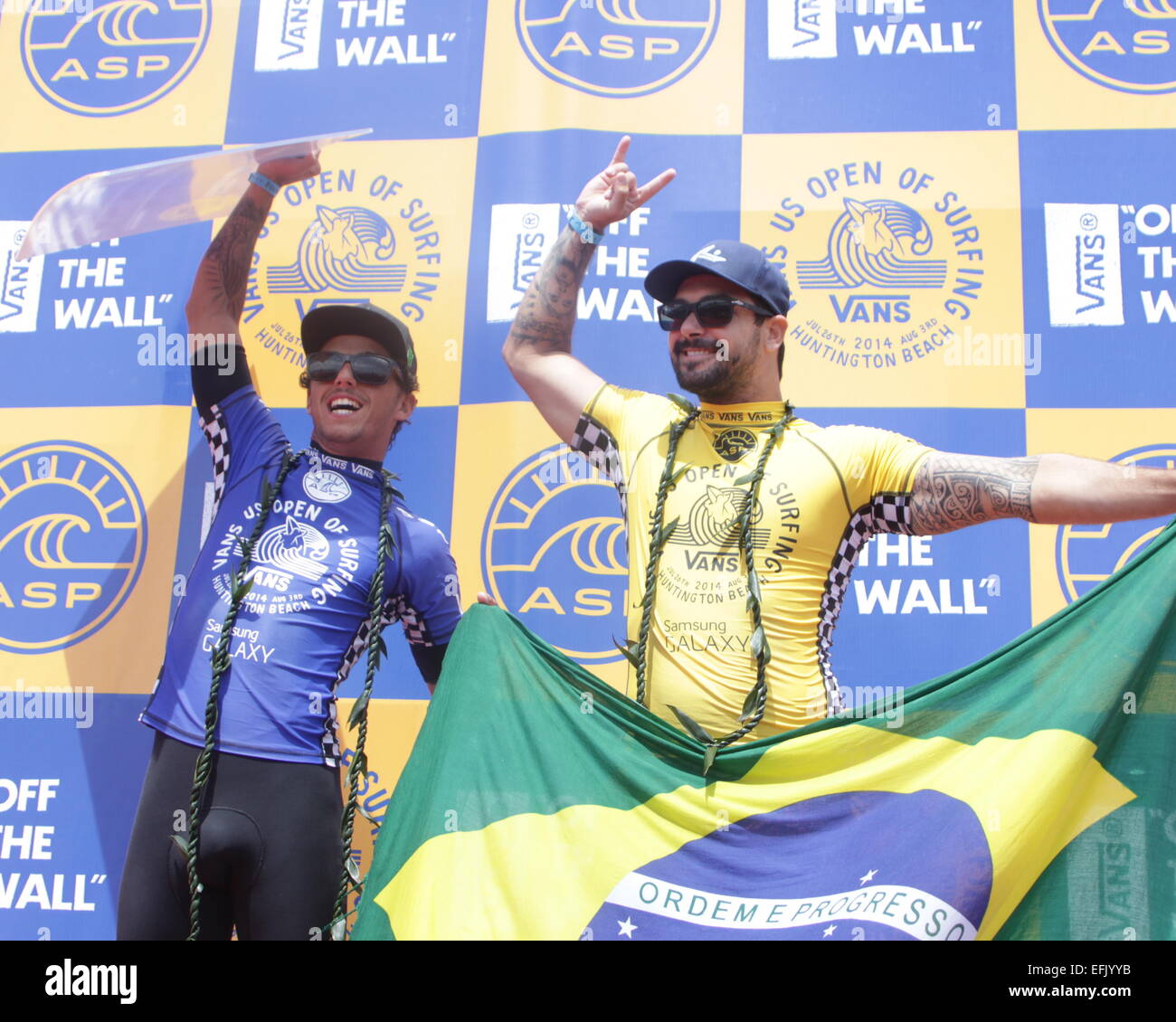 2014 Vans US Open of Surfing Final award ceremony Featuring: Filipe ...