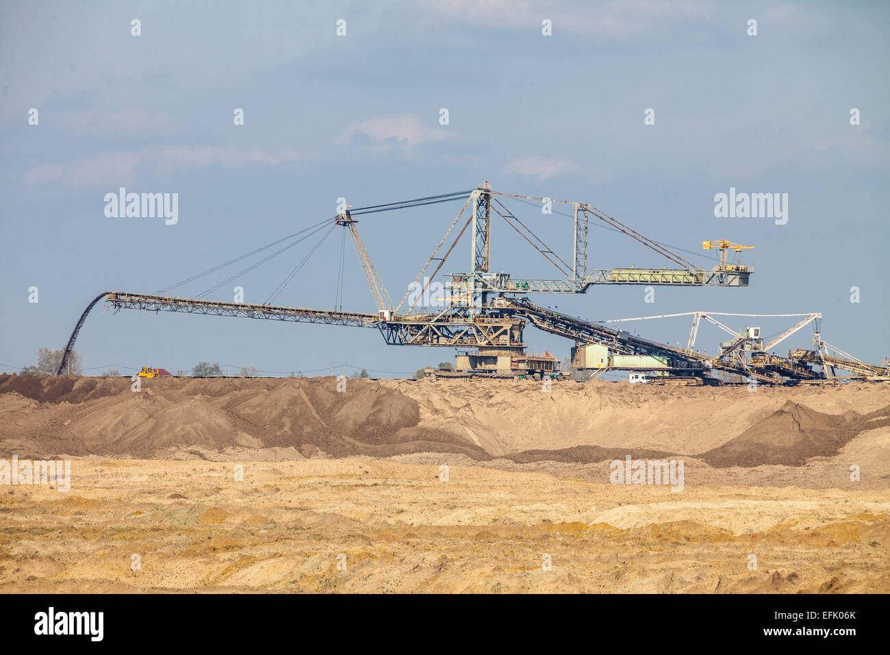 Open pit. Opencast brown coal mine. Giant excavator machinery ...