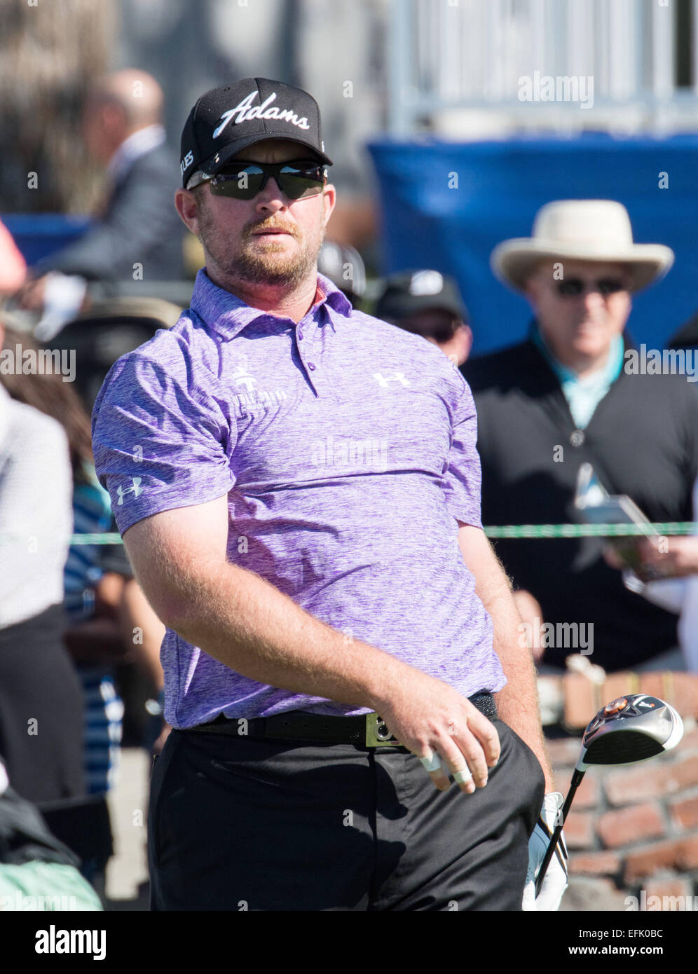 Torery Pines, California, USA. 5th Feb, 2015. Steve Wheatcroft watches ...
