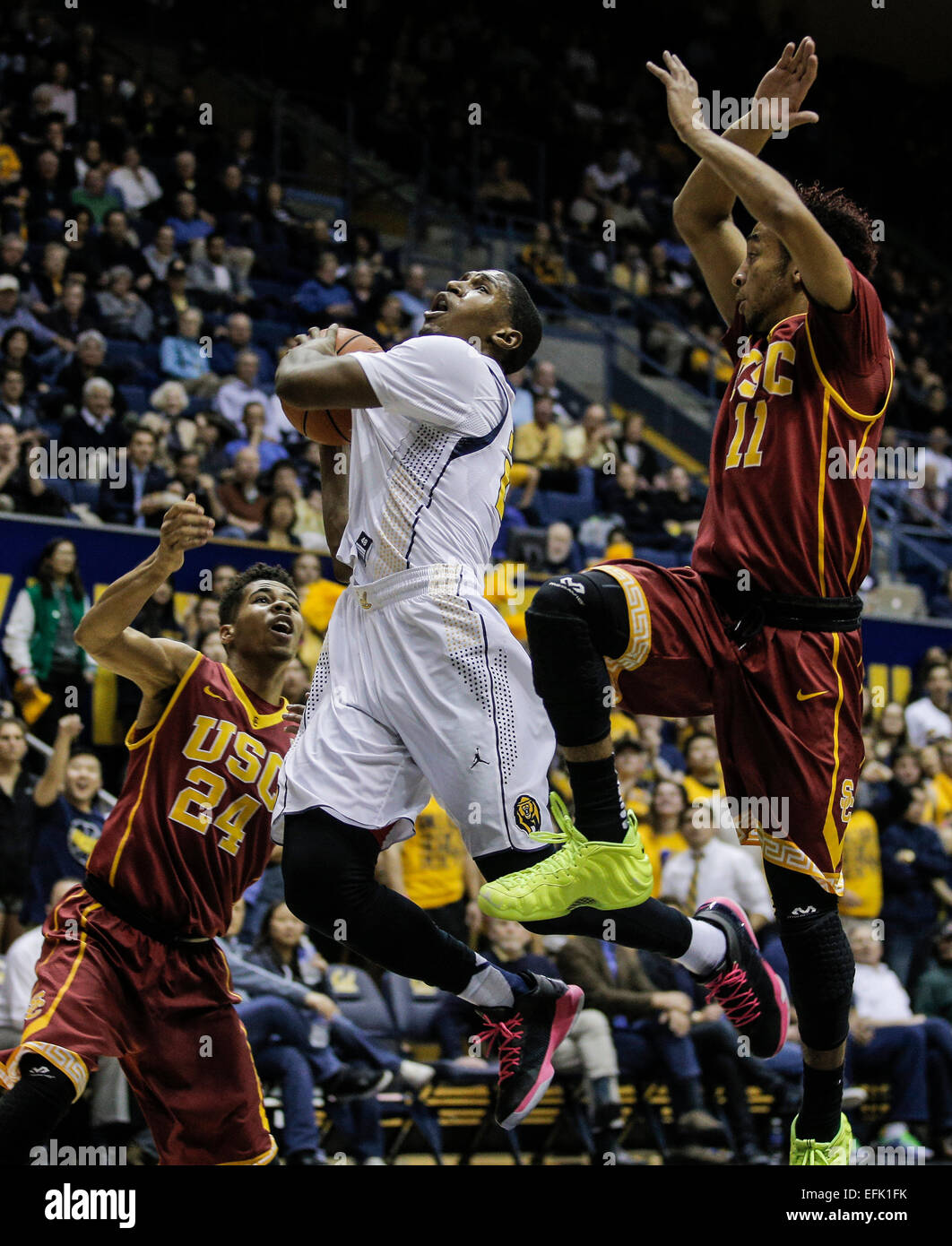 Berkeley CA. 05th Feb, 2015. California G # 24 Jordan Mathews drive to ...
