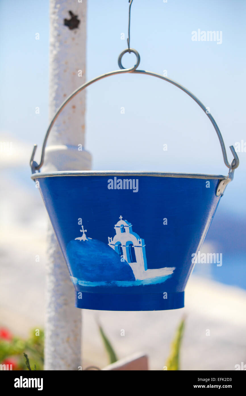 Traditional Greek pots in the houses of Santorini, Greece Stock Photo ...