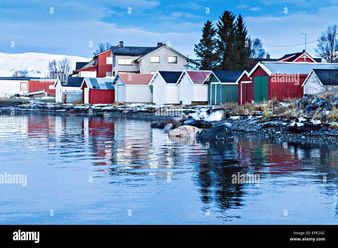winter reflection in Tromso, photo: January 17, 2015 Stock Photo - Alamy