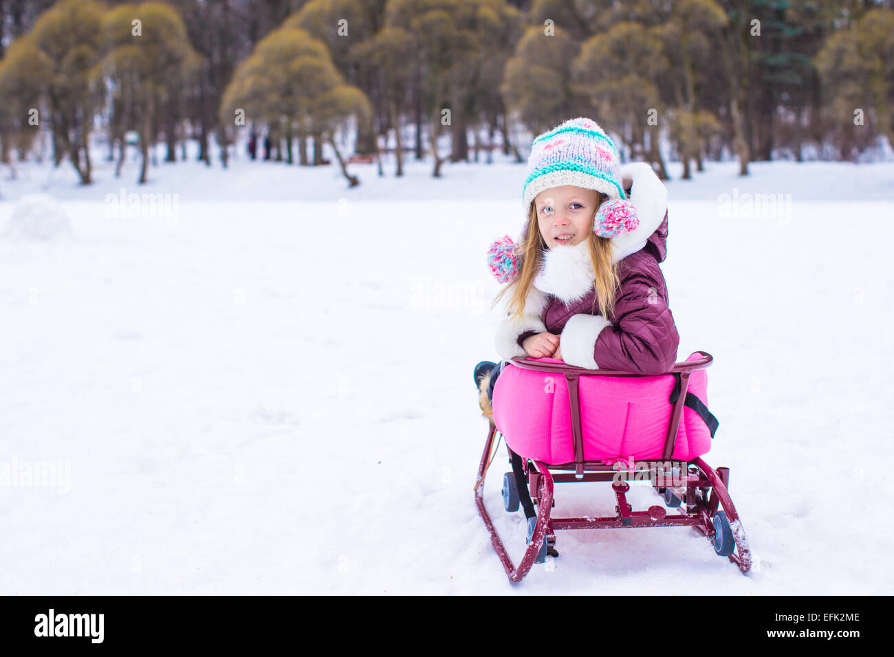 Adorable little happy girl have fun in winter snowy day Stock Photo - Alamy