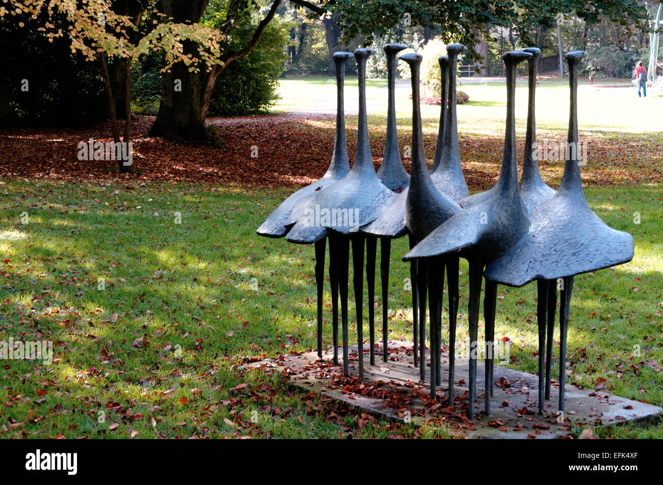 Stylised Ostrich statues in a Children's playground, Arlen, Germany ...