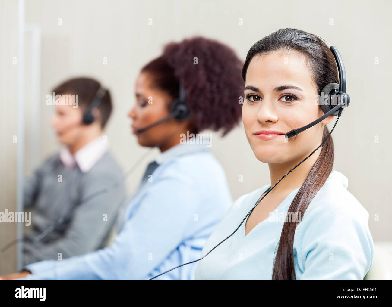 Portrait At Confident Female Customer Service Representative Stock ...