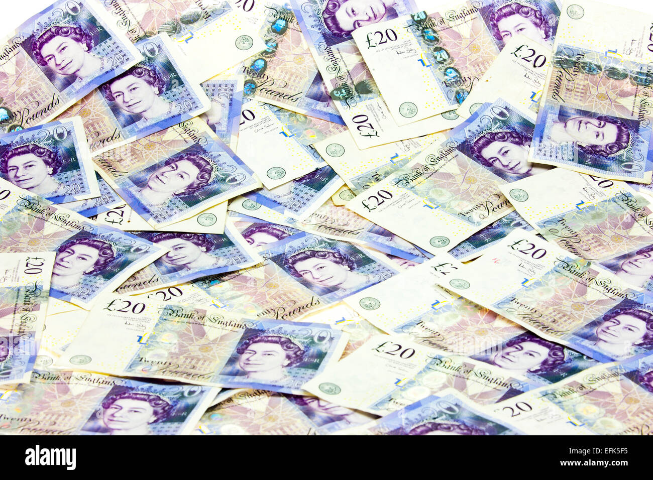 £20 pound notes spread all over a table, full frame Stock Photo - Alamy