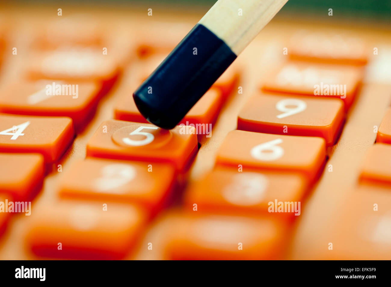 Close up with a narrow depth of field of the number buttons on a ...