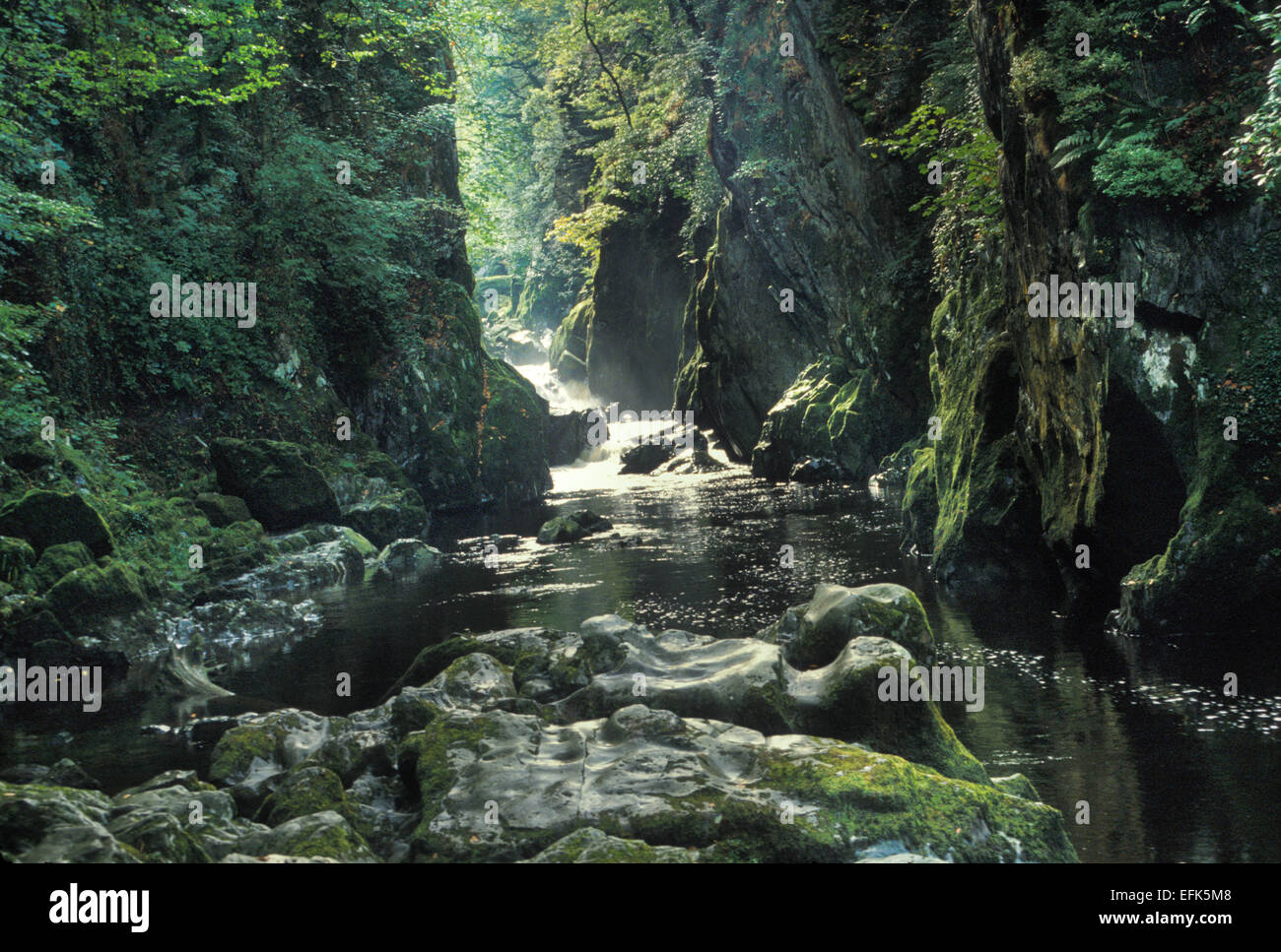 River Machno and 'Roman Bridge' below Pencachno Gwynedd Wales UK Stock ...
