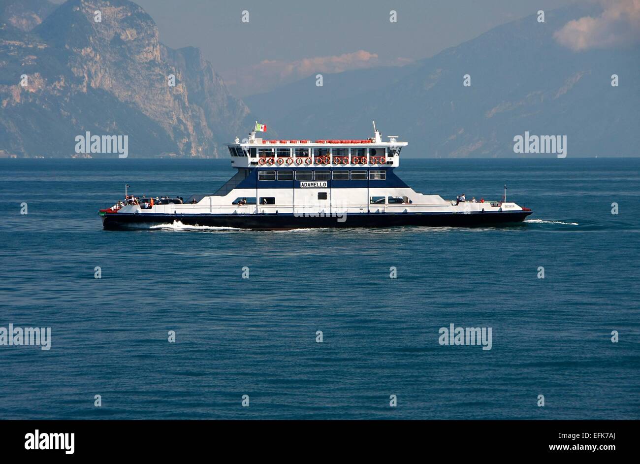 Ferry on Lake Garda between Torri del Benaco and Toscolano-Maderno. The ...