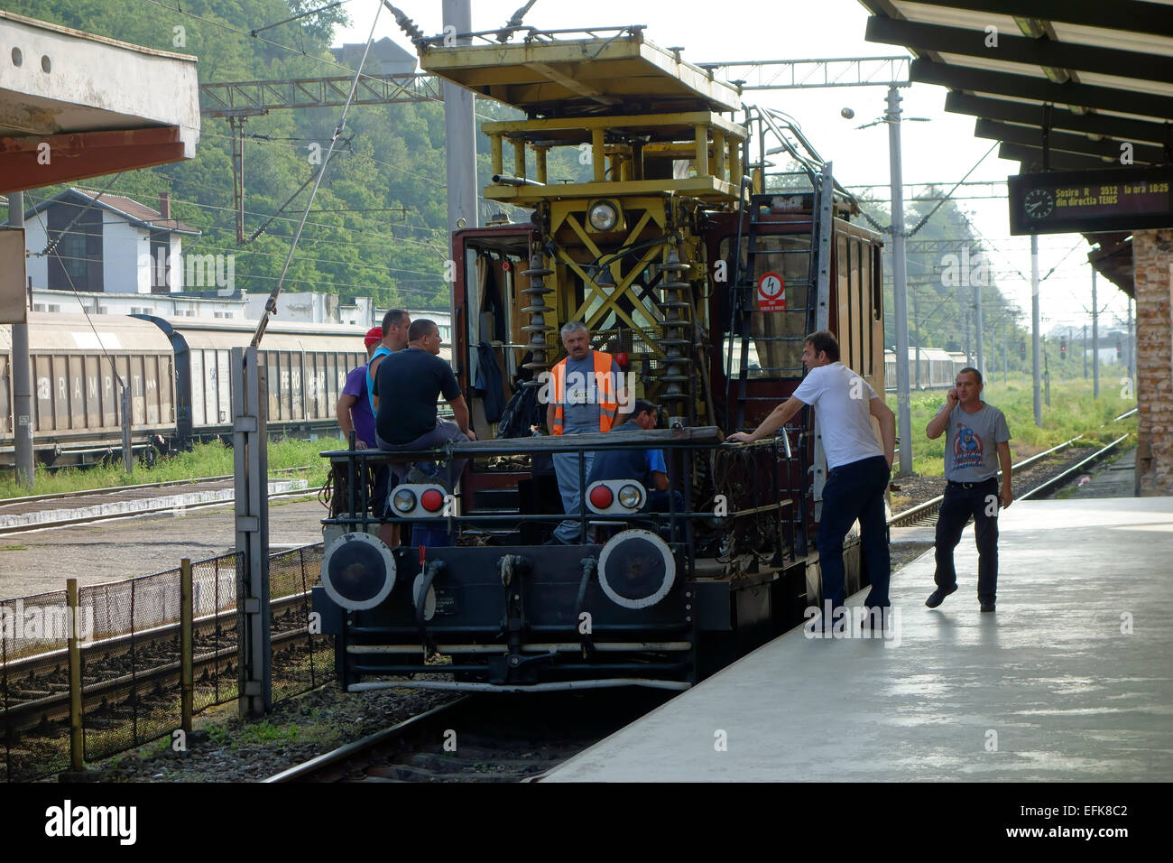 Technical train and railroad maintenance workers, Romania, Europe Stock ...