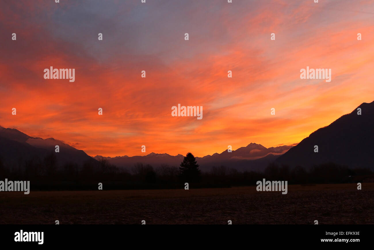 Sunrise over the Alps Stock Photo - Alamy