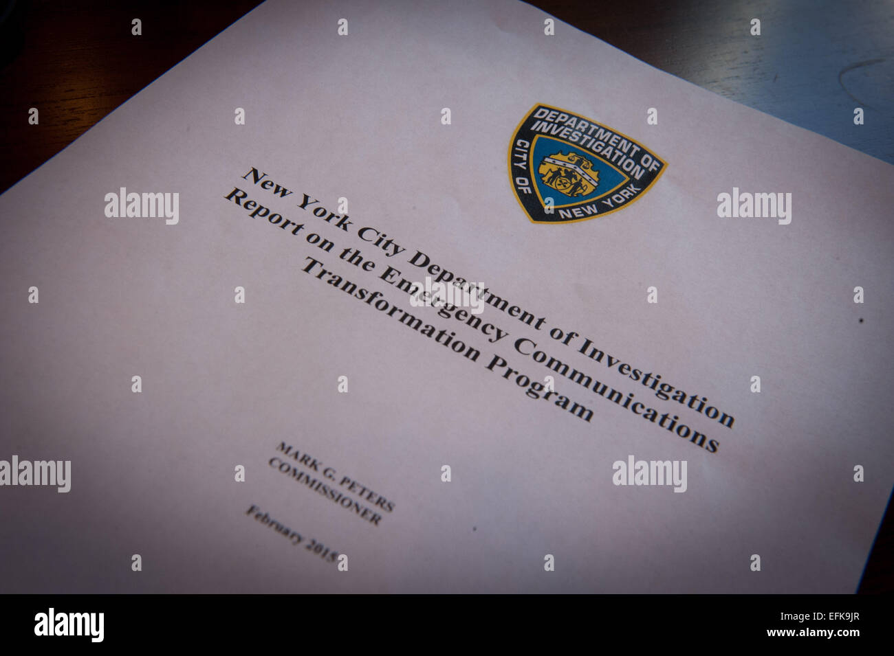 Manhattan, New York, USA. 5th Feb, 2015. The cover page of the NYC DOI ...