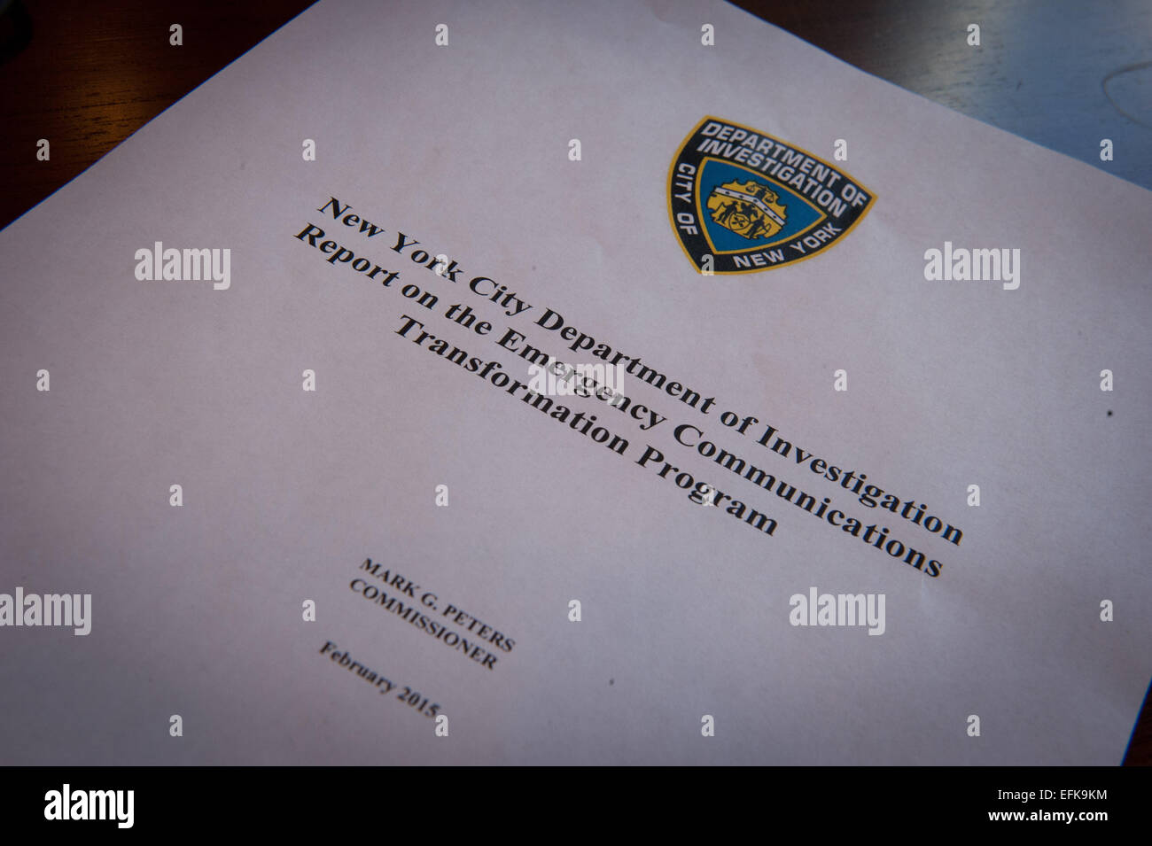 Manhattan, New York, USA. 5th Feb, 2015. The cover page of the NYC DOI ...