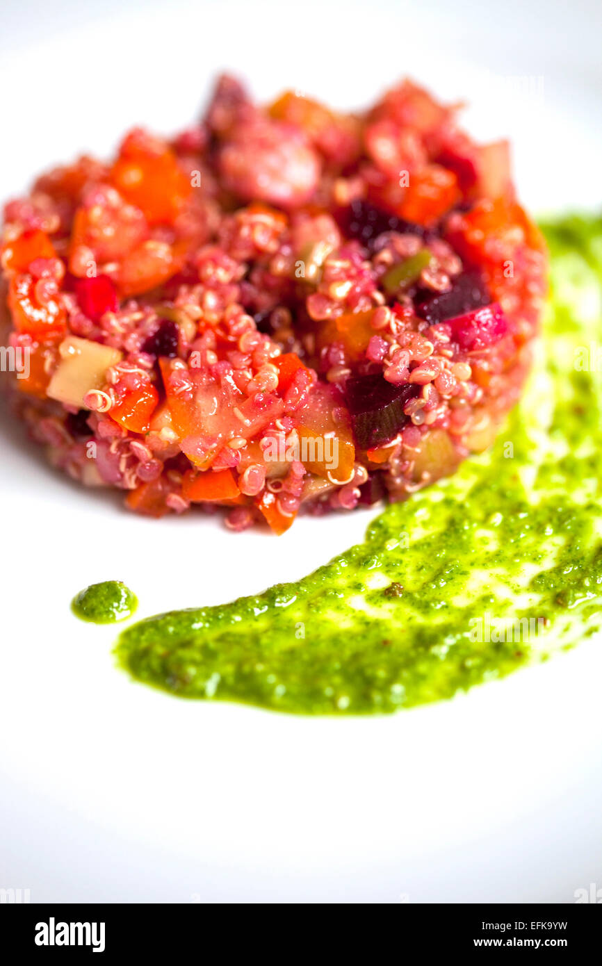 Tartare with vegetable and cereals, herbs sauce Stock Photo - Alamy
