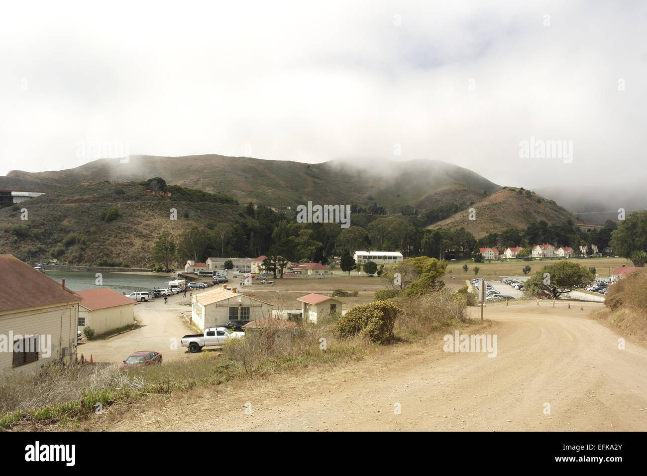 American army post early 20th century fort baker left mid distance hi ...