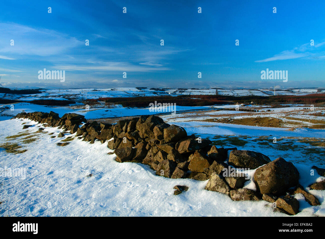 Looking across the Neilston countryside from above Harelaw Dam ...