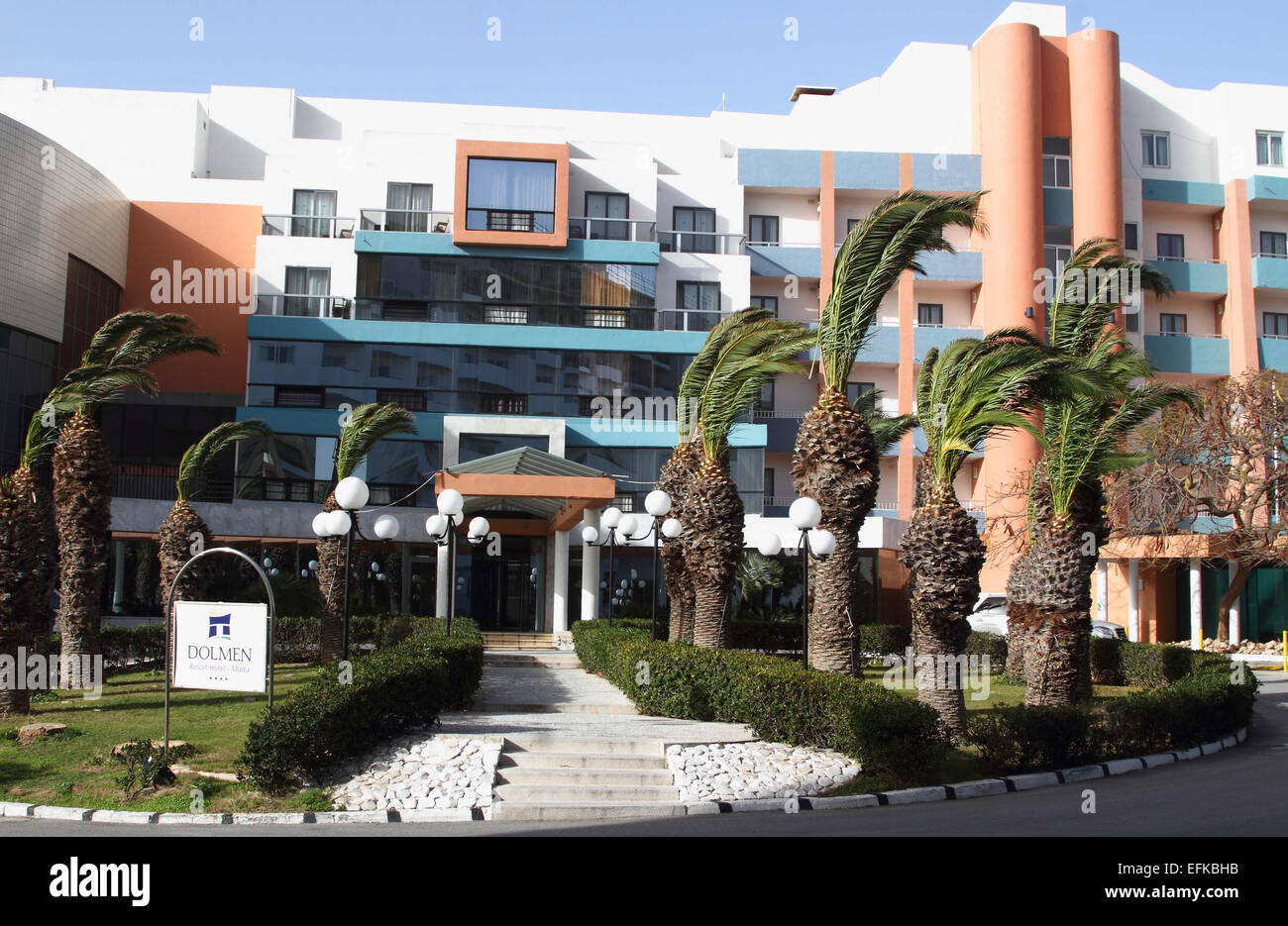 Holiday resorts of Bugibba, Qawra and St Pauls Bay in Malta. Dolmen ...