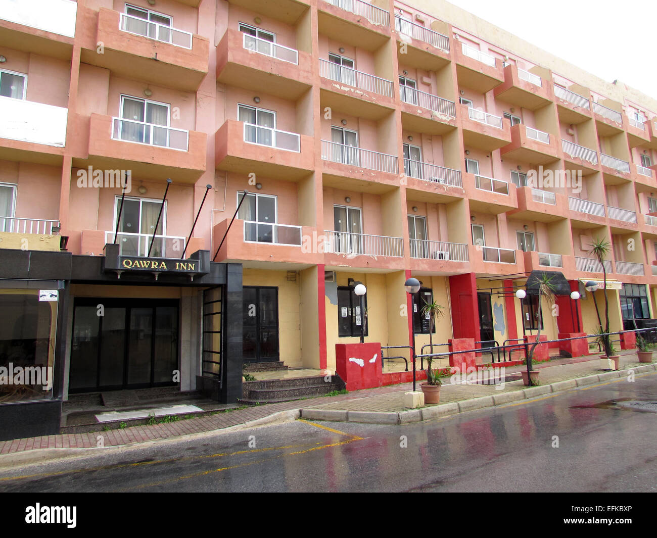 Holiday resorts of Bugibba, Qawra and St Pauls Bay in Malta. Deserted ...