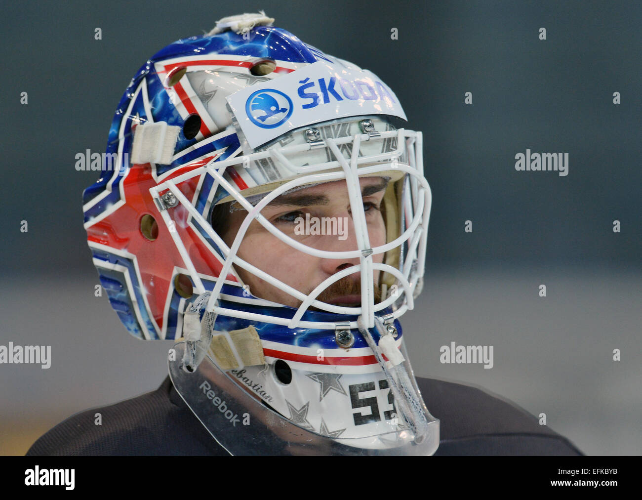 Czech National Ice Hockey Team goalkeeper Alexander Salak looks on ...