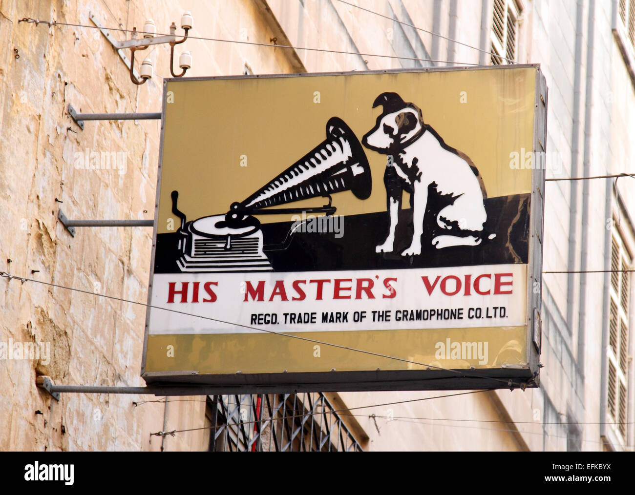 Capital city of Malta - Valletta - A music shop with an old His Masters ...