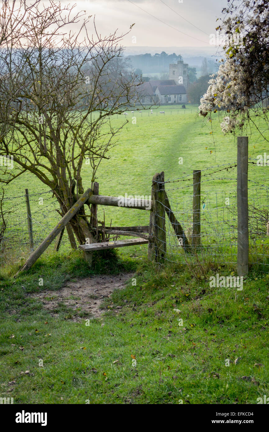 Footpath and stile leading to Boxley Church, Kent, UK Stock Photo - Alamy