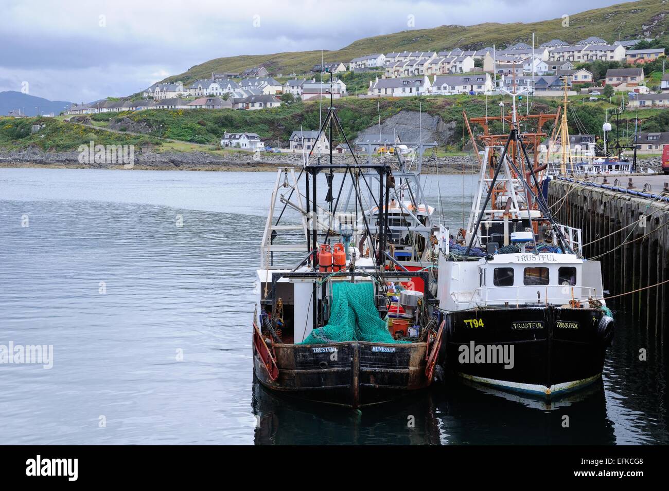 Fishing boats in the Mallaig town harbour, Lochaber, Highland, Scotland ...