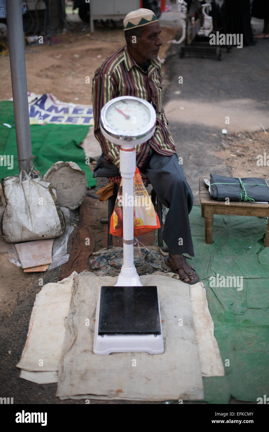 Traditional Weighing machine at a fair in Hyderabad,India Stock Photo ...