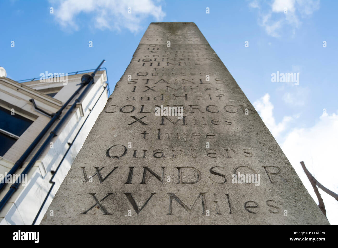 milestone adjacent to richmond bridge, richmond upon thames, surrey ...